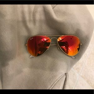 Ray-Ban | Accessories | Authentic Rayban Aviators Red Orange Flash ...